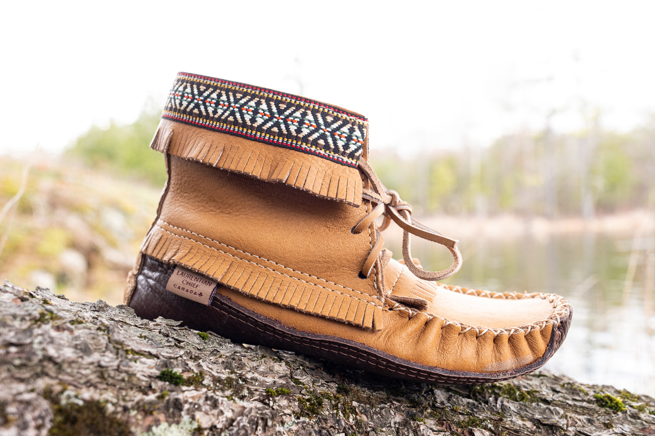 Women's Ankle Moccasin Boots with Native Indian Braid for Earthing ...