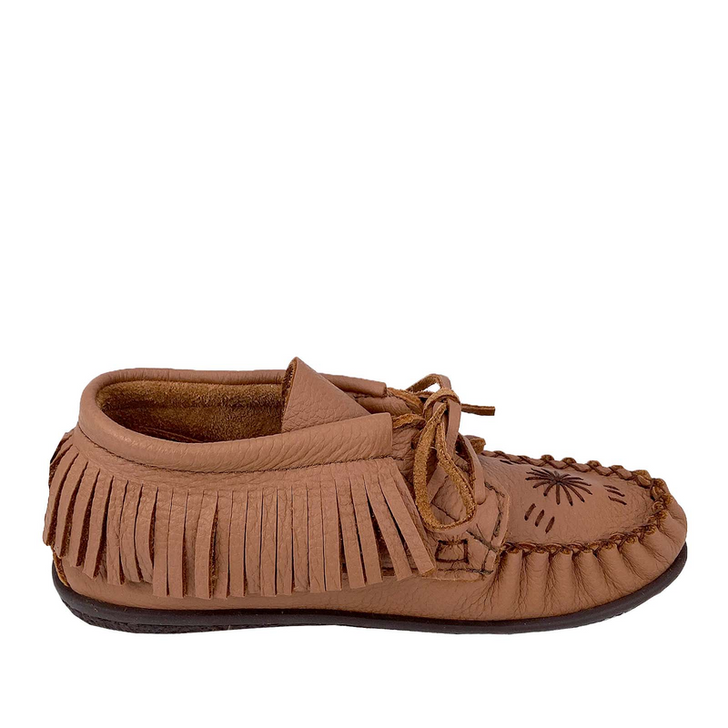 Ladies Hand-Embroidered Ankle High Fringed Moccasin Shoes for Earthing ...